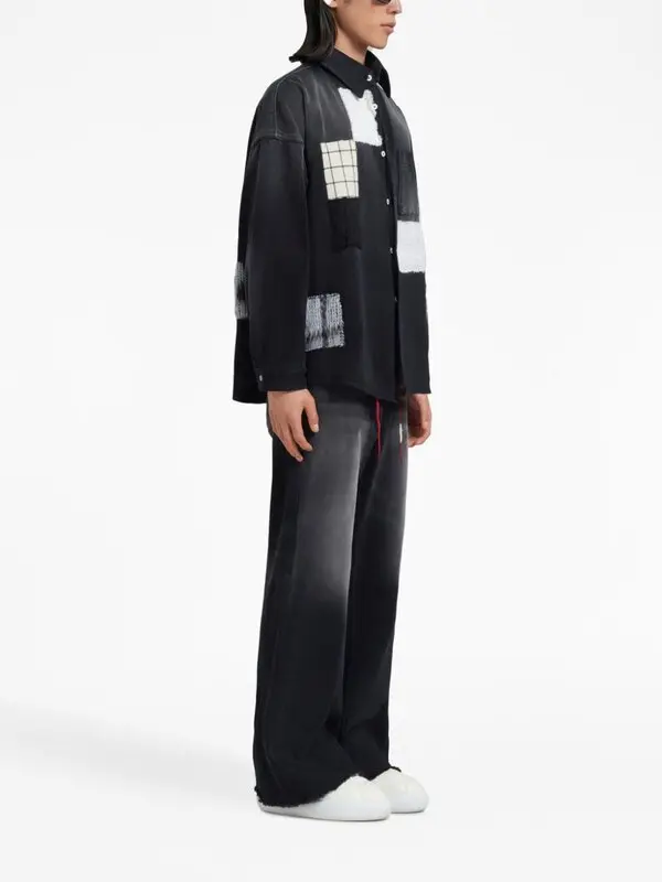 Marni Patchwork-detail Denim Shirt - Black