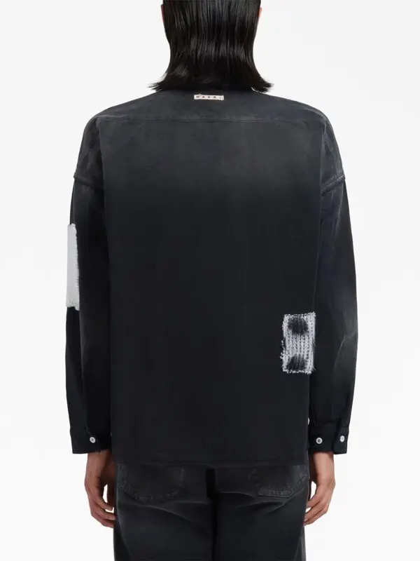 Marni Patchwork-detail Denim Shirt - Black