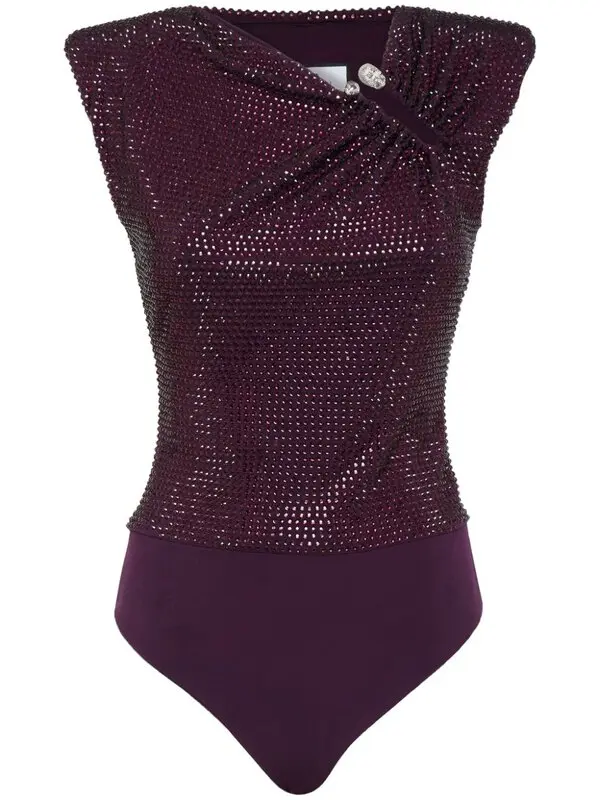 Philipp Plein Crystal-embellished Bodysuit - Purple
