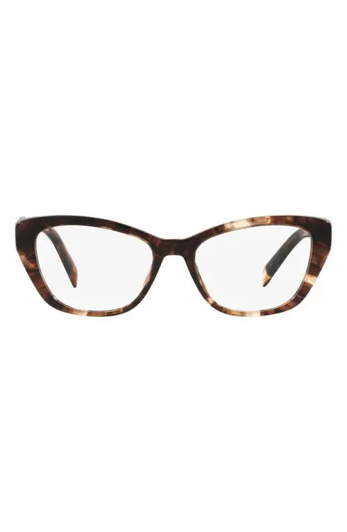 Prada 52mm Cat Eye Optical Glasses - Caramel