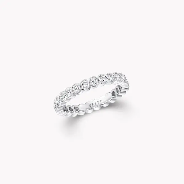 Graff Bezel Set Round Diamond Eternity Ring - White Gold