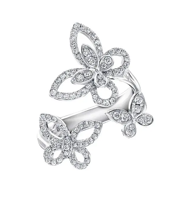 Graff Triple Butterfly Silhouette Diamond Ring - White Gold