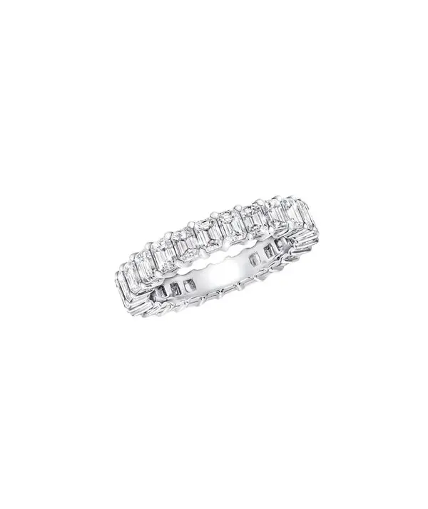 Graff Claw Set Emerald Cut Diamond Eternity Ring - Platinum