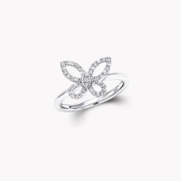 Graff Mini Butterfly Silhouette Diamond Ring - White Gold
