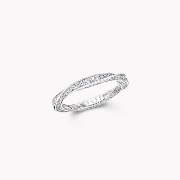 Graff 18k Spiral Pavé Diamond Band - White Gold