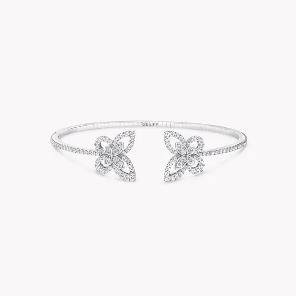 Graff Double Butterfly Silhouette Diamond Bangle - White Gold