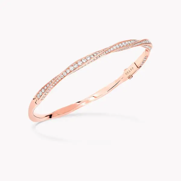 Graff Spiral Pavé Diamond Bangle - Rose Gold