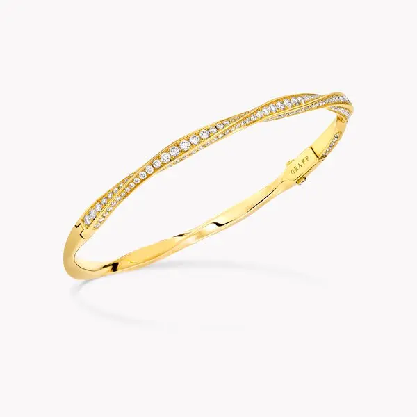 Graff Spiral Pavé Diamond Bangle - Yellow Gold