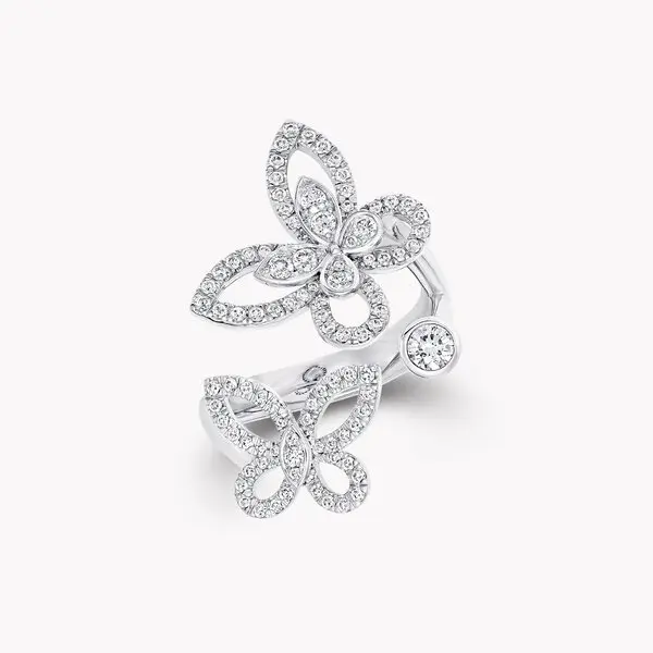 Graff Multi Butterfly Silhouette Diamond Ring - White Gold