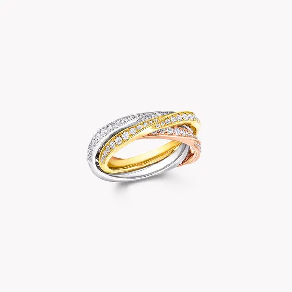 Graff Triple Spiral Pavé Diamond Ring - Rose Gold And White Gold And Yellow Gold