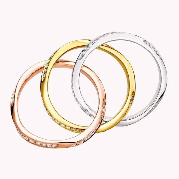 Graff Triple Spiral Pavé Diamond Ring - Rose Gold And White Gold And Yellow Gold