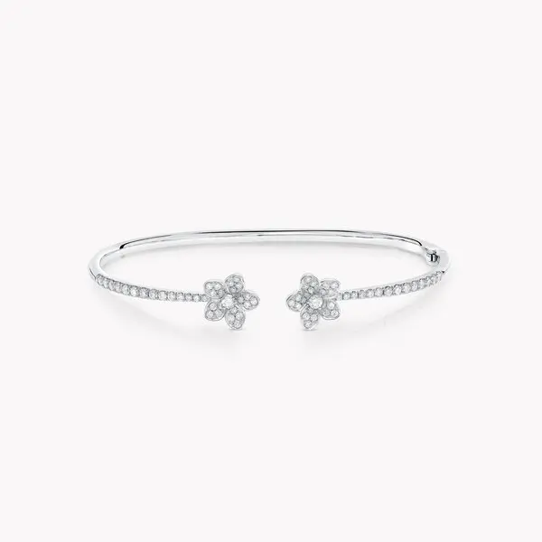 Graff Wild Flower Pavé Diamond Bangle - White Gold