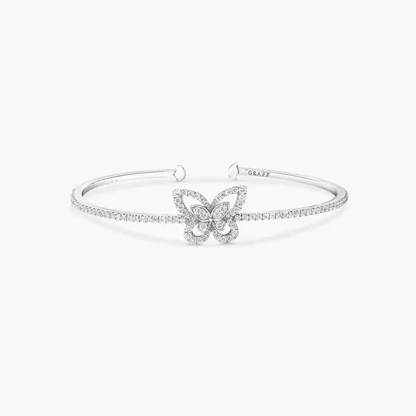 Graff Butterfly Silhouette Diamond Bangle - White Gold