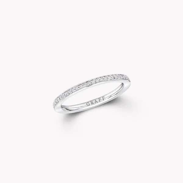 Graff Round Diamond Wedding Band - White Gold