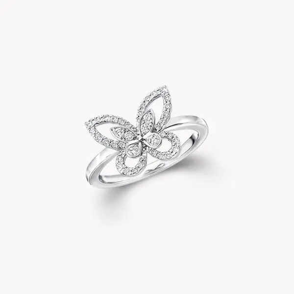 Graff Butterfly Silhouette Diamond Mini Ring - White Gold