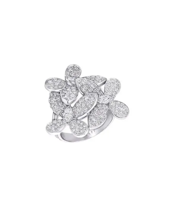 Graff Triple Pavé Butterfly Diamond Ring - White Gold