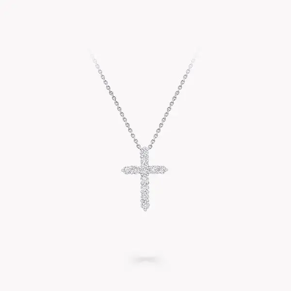 Graff Round Diamond Cross Pendant - White Gold