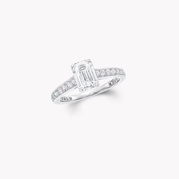Graff Flame Emerald Cut Diamond Engagement Ring - Platinum