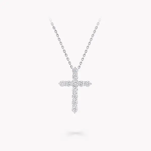 Graff Round Diamond Cross Pendant - White Gold