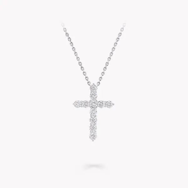 Graff Round Diamond Cross Pendant - White Gold