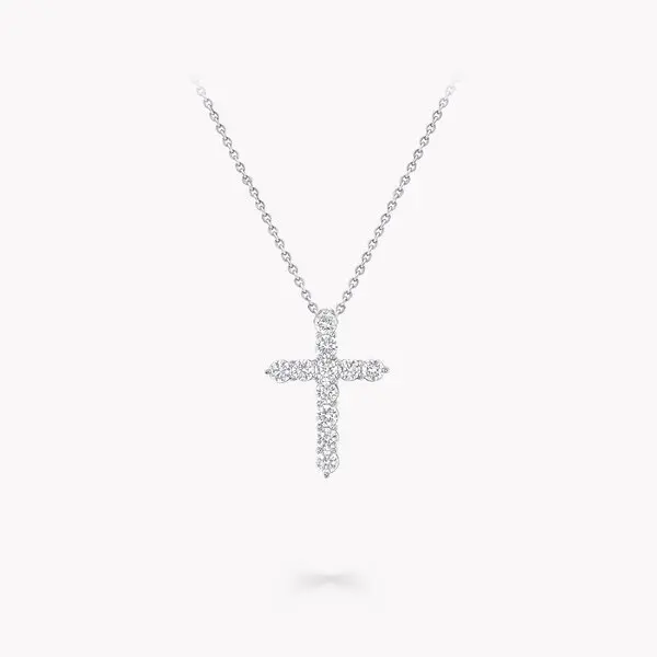 Graff Round Diamond Cross Pendant - White Gold