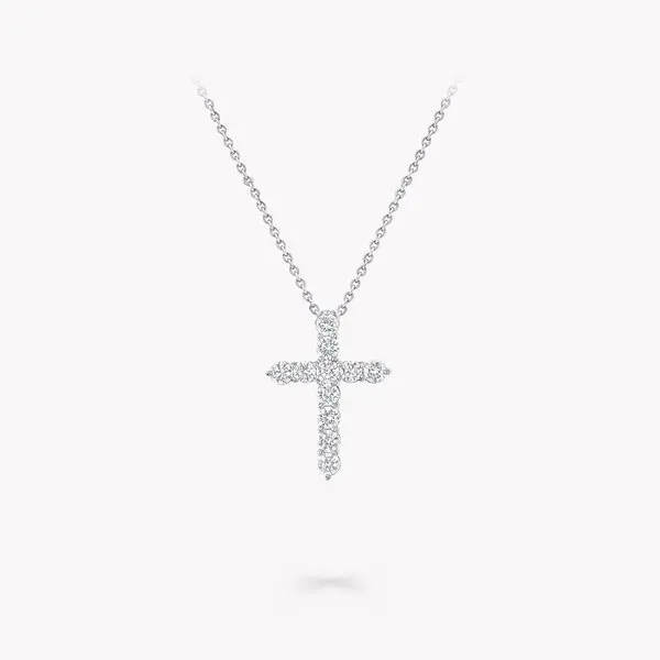 Graff Round Diamond Cross Pendant - White Gold