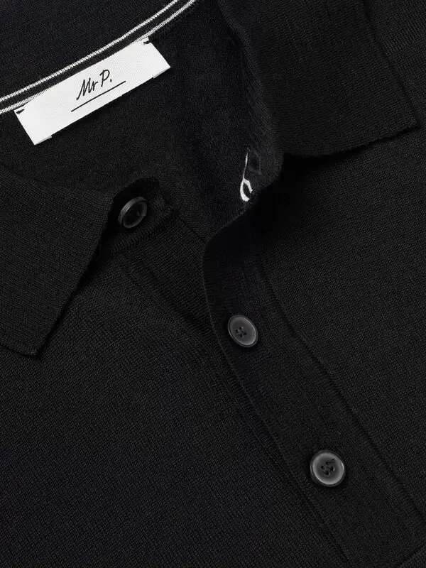 Mr P. Merino Wool Polo Shirt - Black