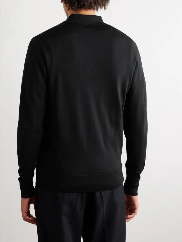 Mr P. Merino Wool Polo Shirt - Black