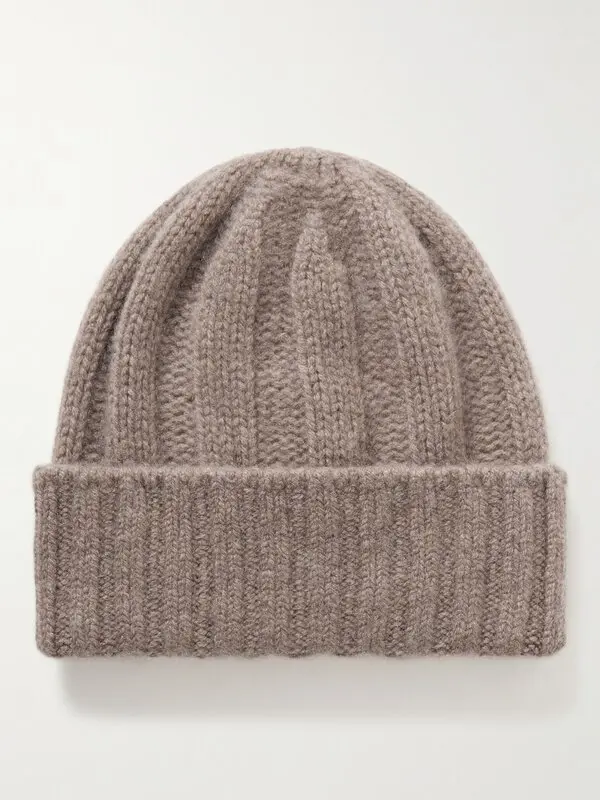 BEAMS Ribbed Cashmere Beanie - Neutrals