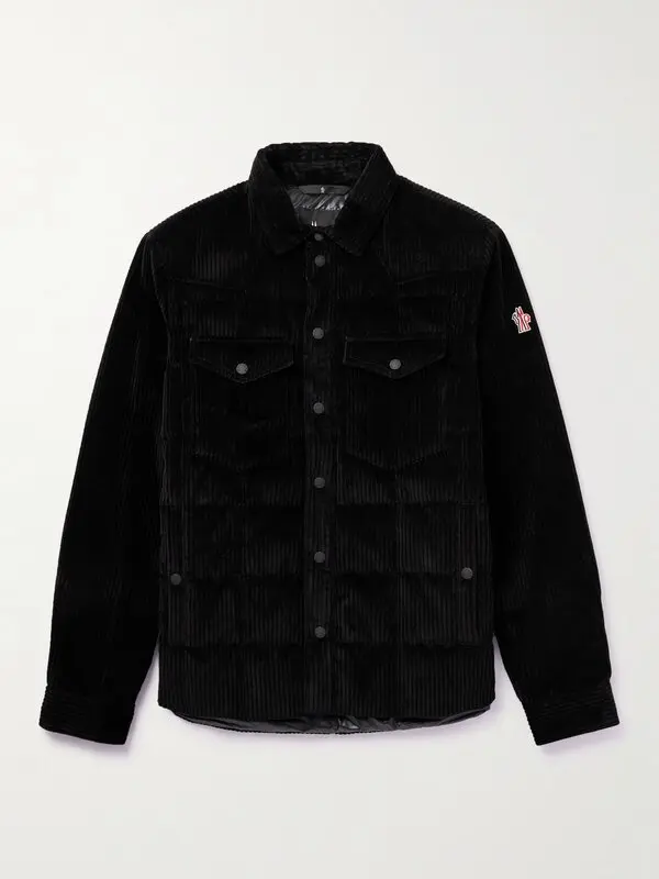 Moncler Padded Cotton-blend Corduroy Down Jacket - Black