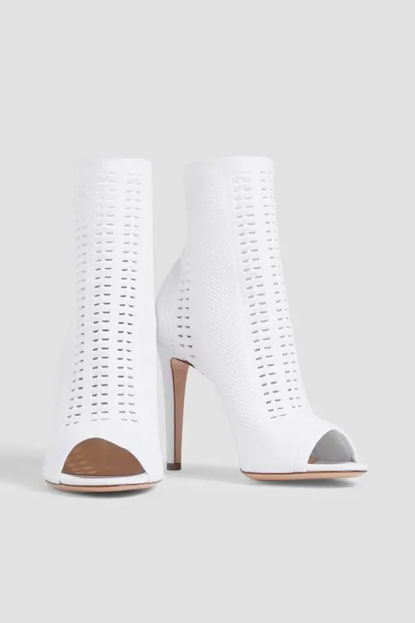 GIANVITO ROSSI Stretchknit Peep-toe Ankle Boots