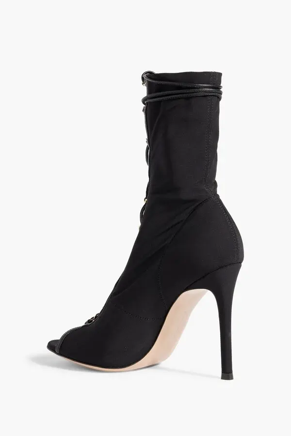 GIANVITO ROSSI Stevie 105 Leather-trimmed Jersey Lace-up Ankle Boots