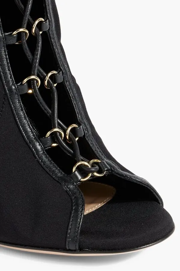 GIANVITO ROSSI Stevie 105 Leather-trimmed Jersey Lace-up Ankle Boots