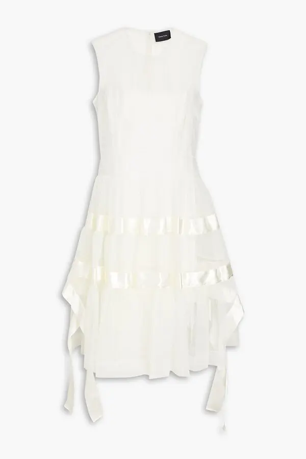 Simone Rocha Embroidered Tulle Midi Dress With Satin Trims - Blush