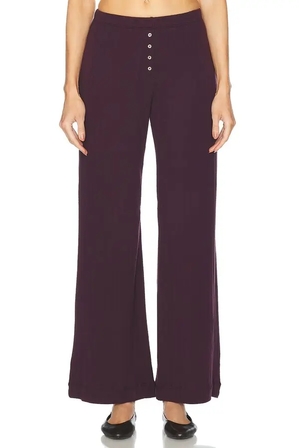 LESET Pointelle Boxer Pant - Dark Berry