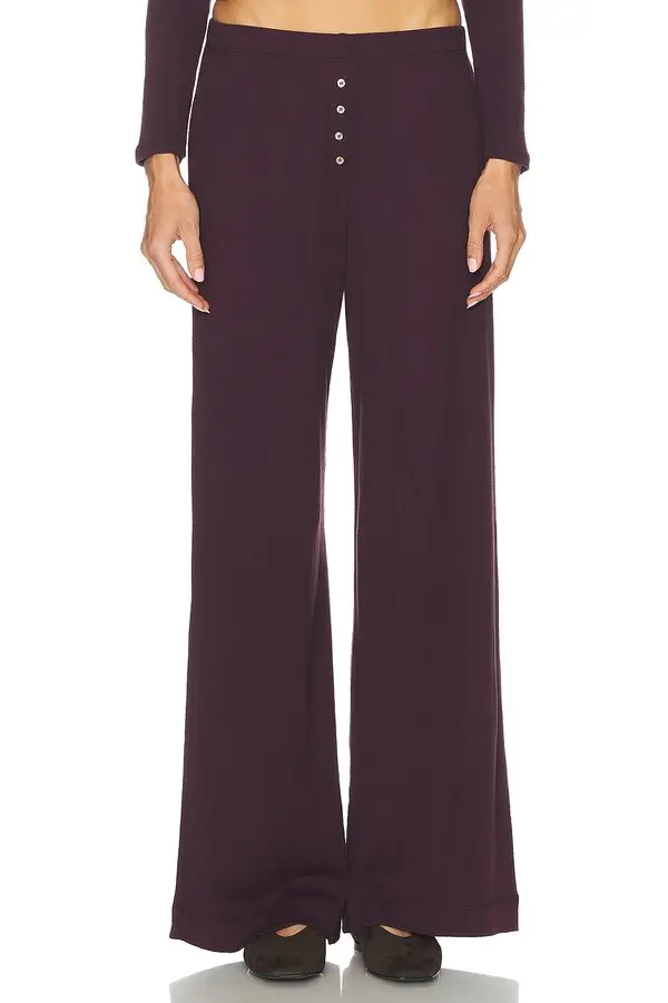 LESET Pointelle Boxer Pant In Sage - Dark Berry