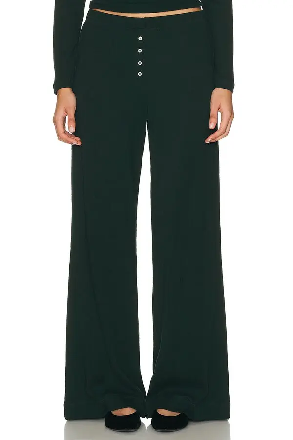LESET Pointelle Boxer Pant In Dark Green - Forest