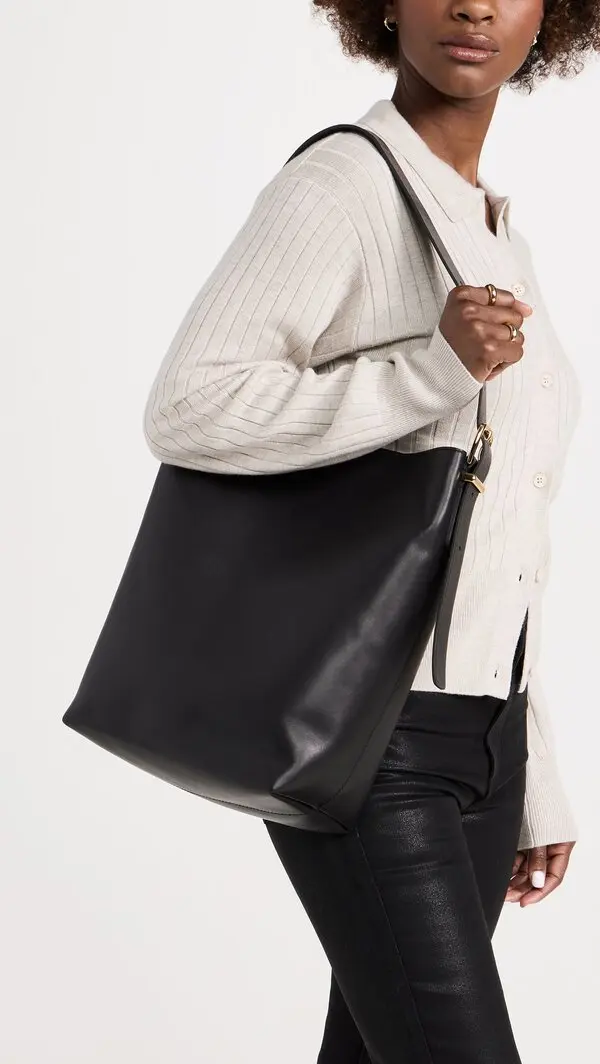 Madewell Leather Bucket Tote - True Black