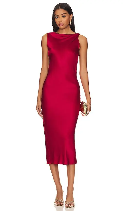 THE BAR Silk Maxi Dress - Chianti