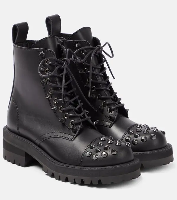 Junya Watanabe Embellished Leather Biker Boots