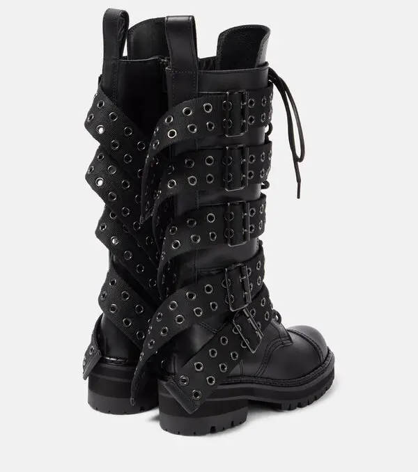 Junya Watanabe Embellished Leather Boots In Black - 40% Off