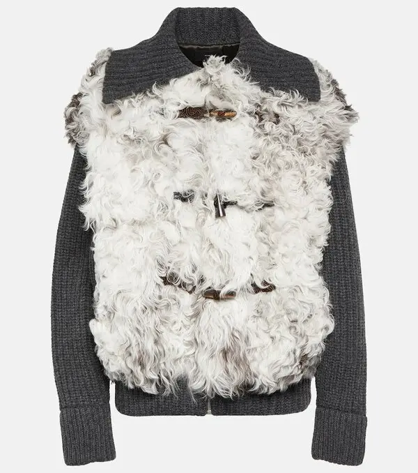 Alanui The Big Chill Shearling And Wool Jacket - Grey