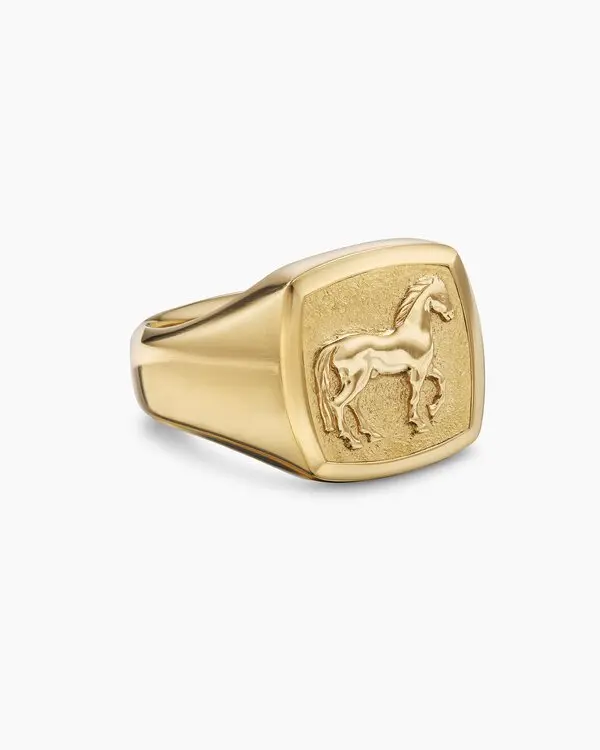 David Yurman Petrvs® Horse Pinky Ring In 18k Yellow Gold With Onyx - All 18k Yellow Gold