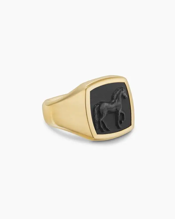 David Yurman Petrvs® Horse Pinky Ring In 18k Yellow Gold With Onyx - Black Onyx