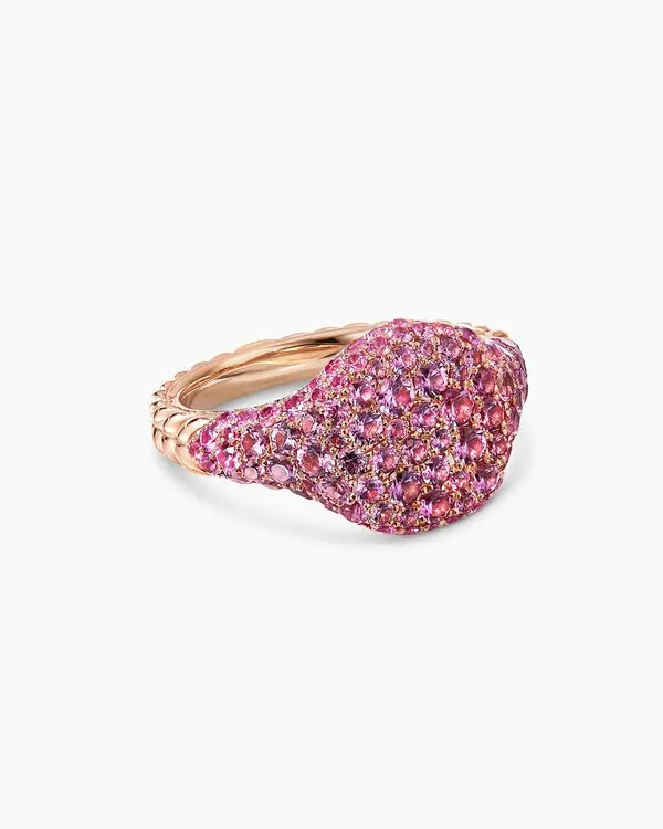 David Yurman 18k Rose Gold Pavé Pinky Ring - Pink Sapphire