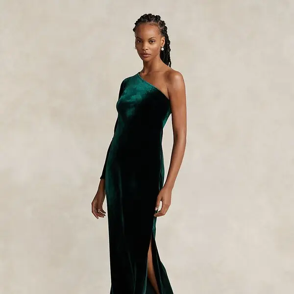 Ralph Lauren Velvet One-shoulder Dress