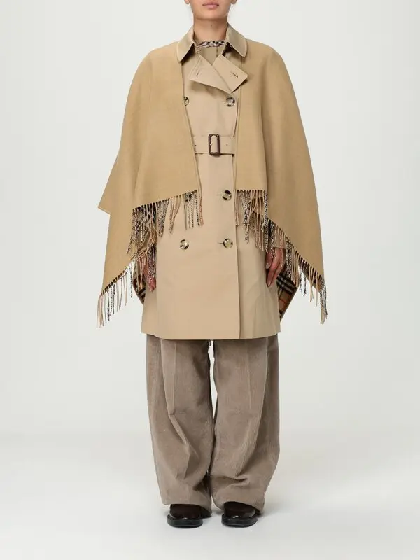 Burberry Vintage Check Wool Cape - Beige