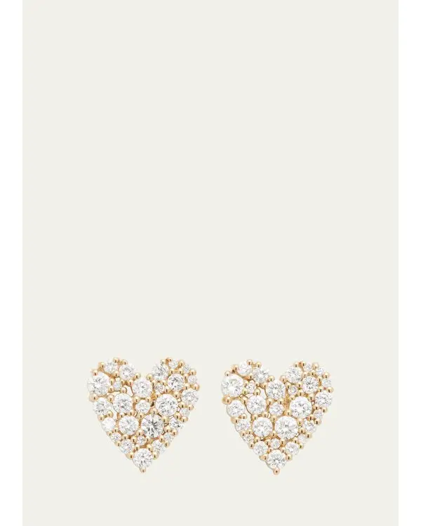 SYDNEY EVAN 14k Yellow Gold Diamond Heart Stud Earrings