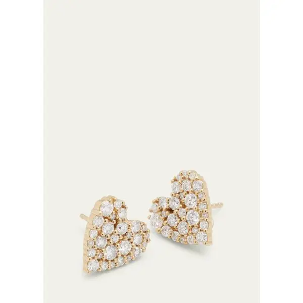 SYDNEY EVAN 14k Yellow Gold Diamond Heart Stud Earrings