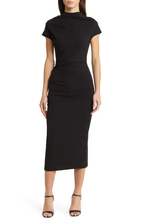 NIKKI LUND Marilyn Ruched Knit Dress - Black
